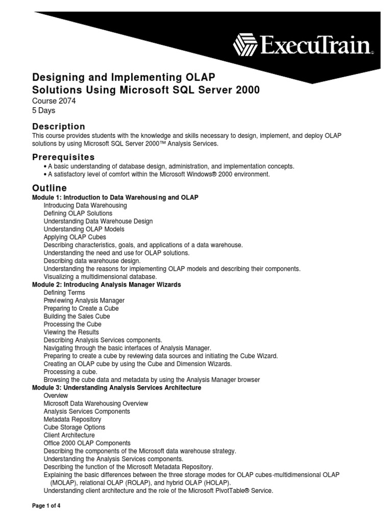 Implementing OLAP Using MS SQL | PDF | Data Warehouse | Microsoft Sql ...