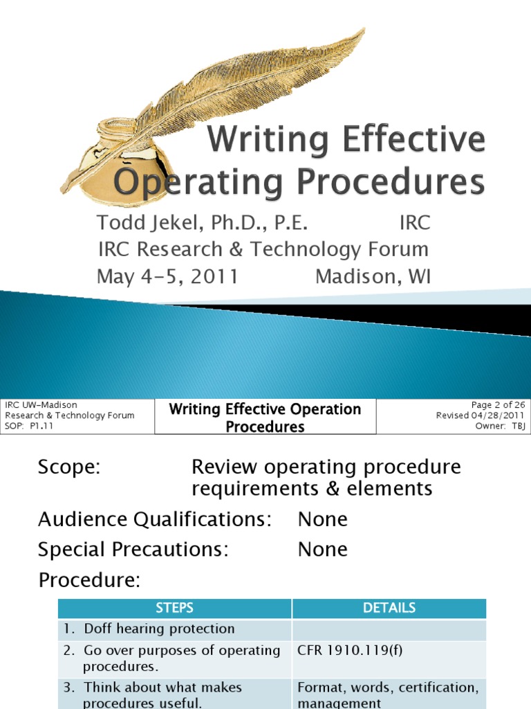Writing Effective Operative Procedures | PDF | Science | Engineering