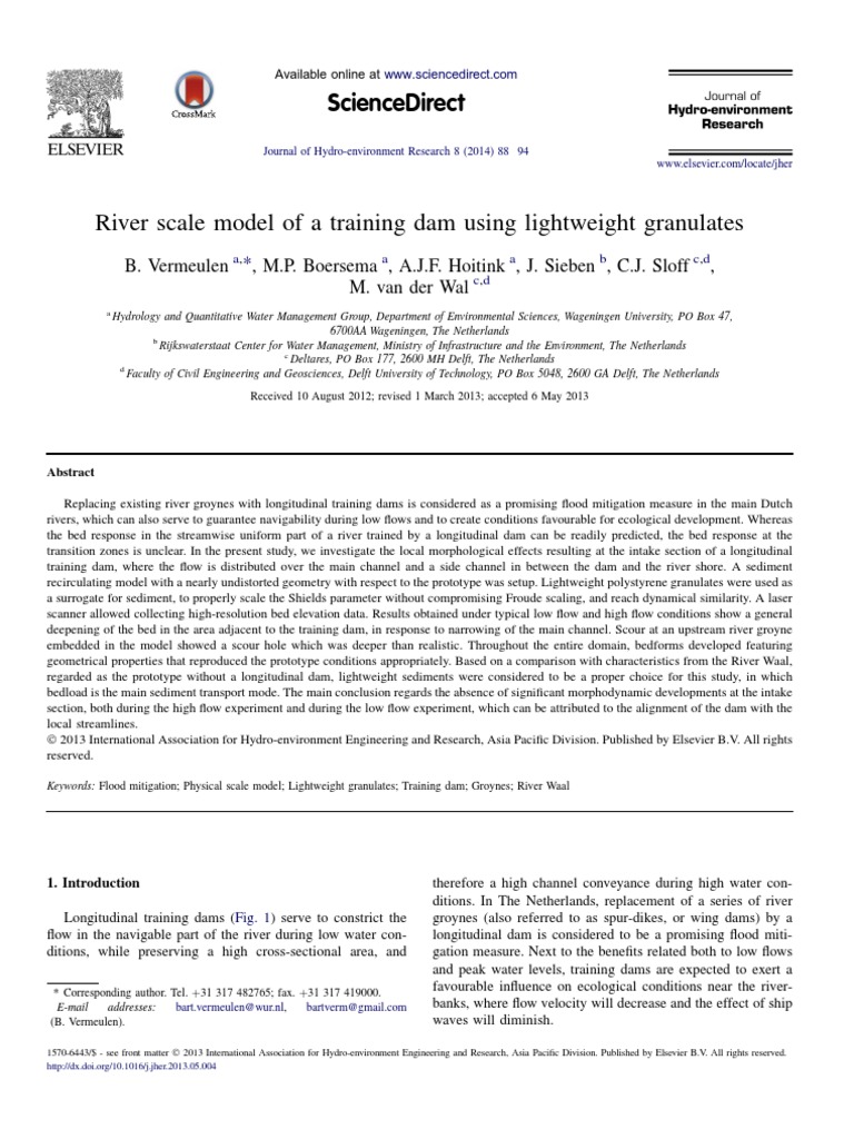 River Scale Model of A Training Dam Using Lightweight Granulates ...