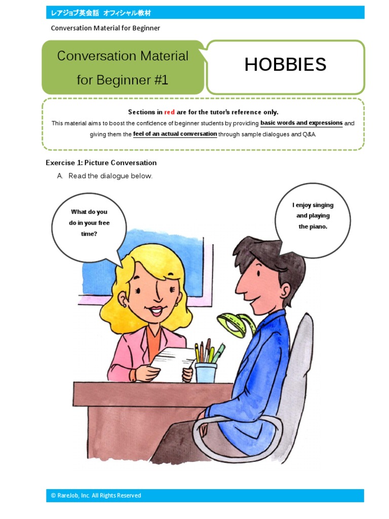 Hobbies: Conversation Material For Beginner #1 | PDF