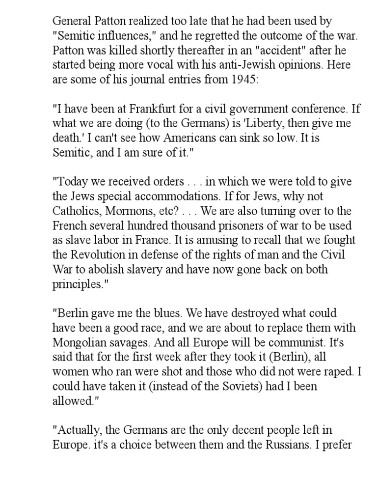 General Patton Realized Too Late That He Had Been Used by | PDF | Nazi ...