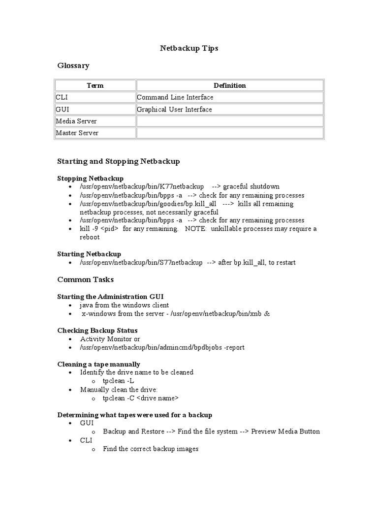 Netbackup Tips Glossary | Download Free PDF | Backup | Server (Computing)