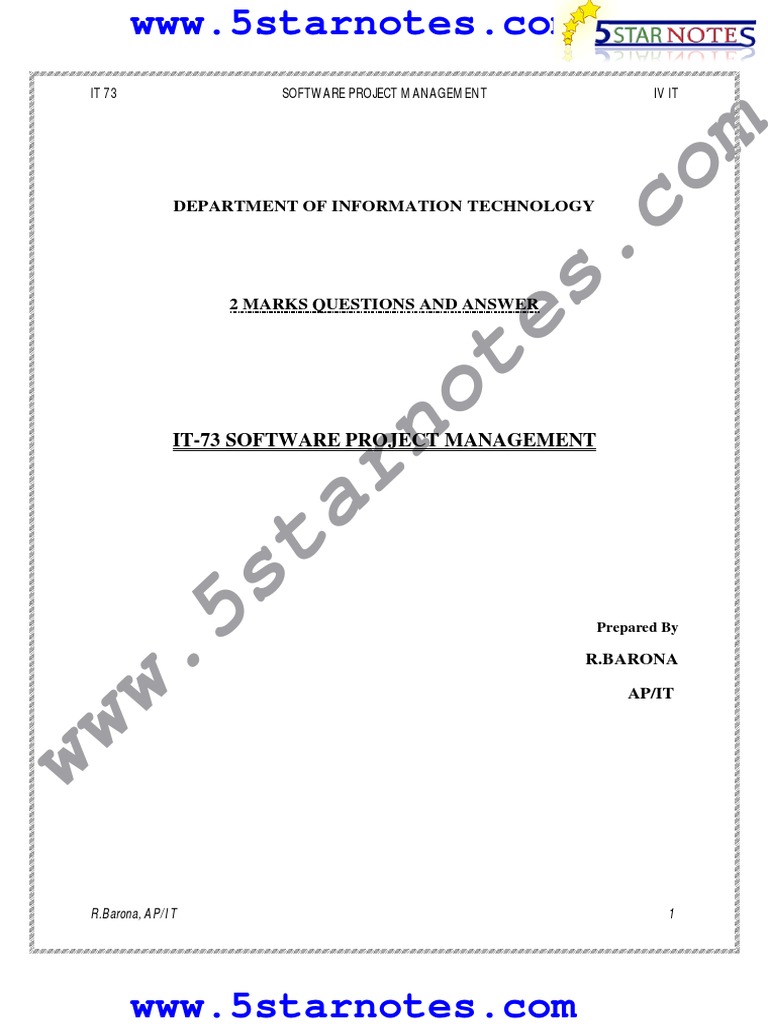 IT2403 2 Marks | PDF | Feasibility Study | Net Present Value