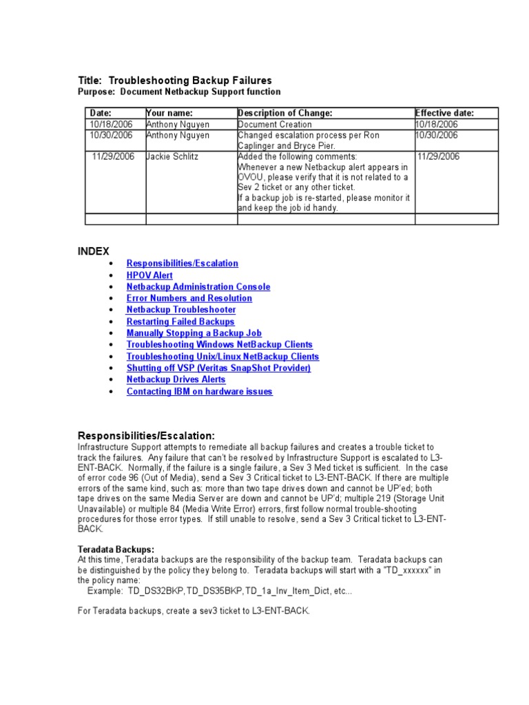 NetBackup Backup Failure Troubleshooting Guide | PDF | Business