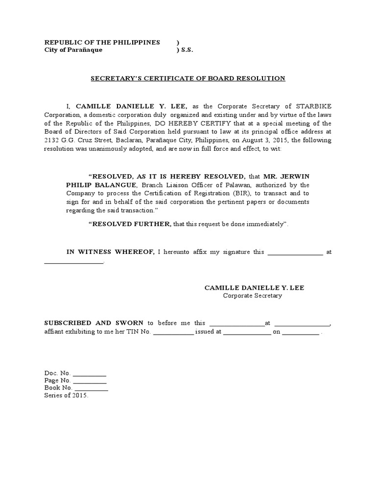 Secretary's Certificate | Writ Of Prohibition | Judiciaries