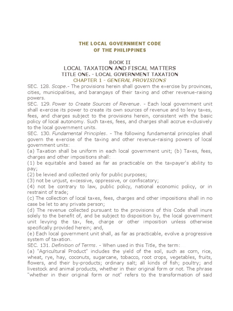 The Local Government Code of the Philippines | Taxes | Value Added Tax ...