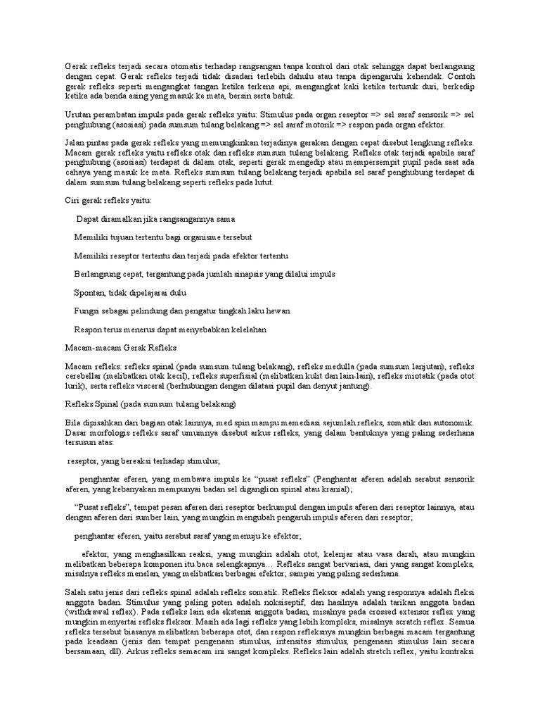 Gerak Refleks | PDF