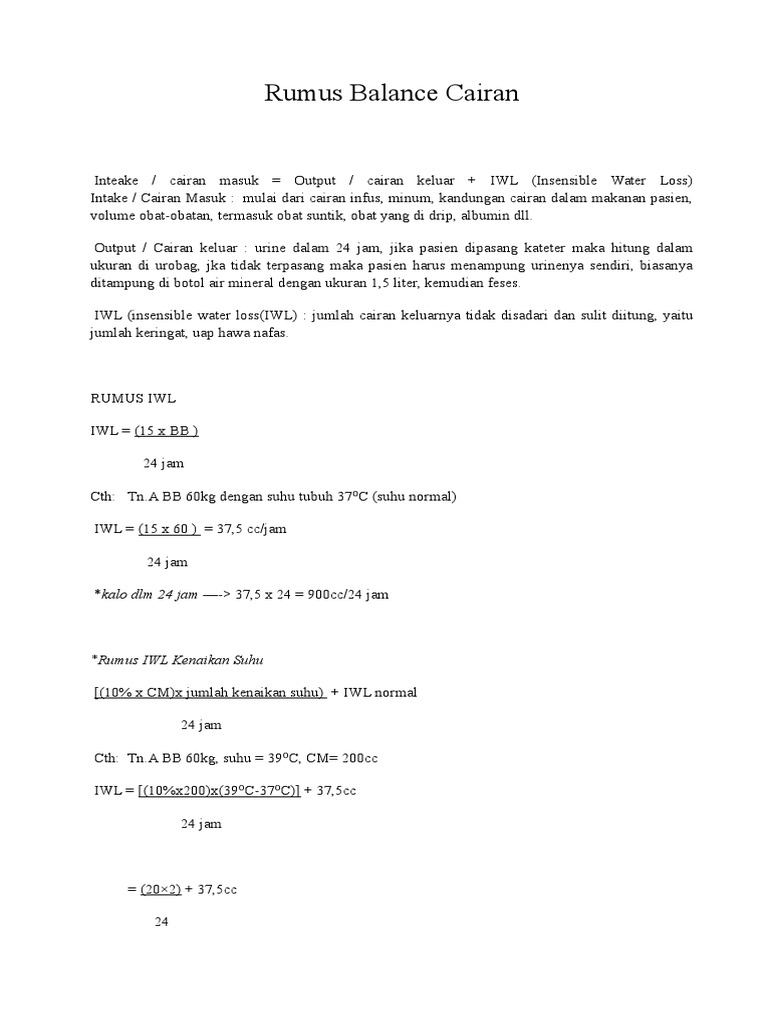 Rumus Balance Cairan | PDF