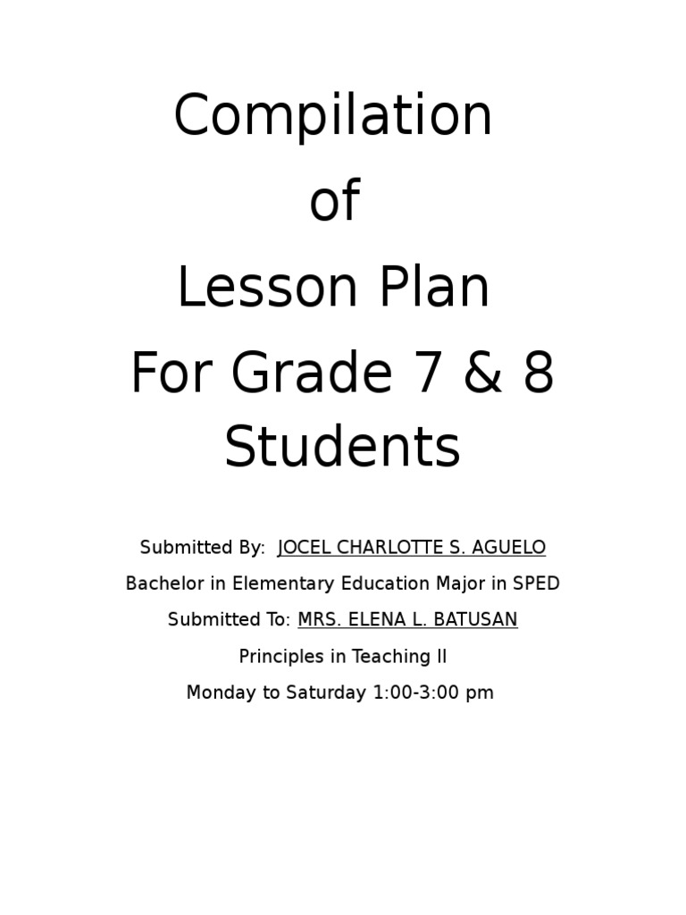 Front Page Compilation of Lesson Plan | PDF