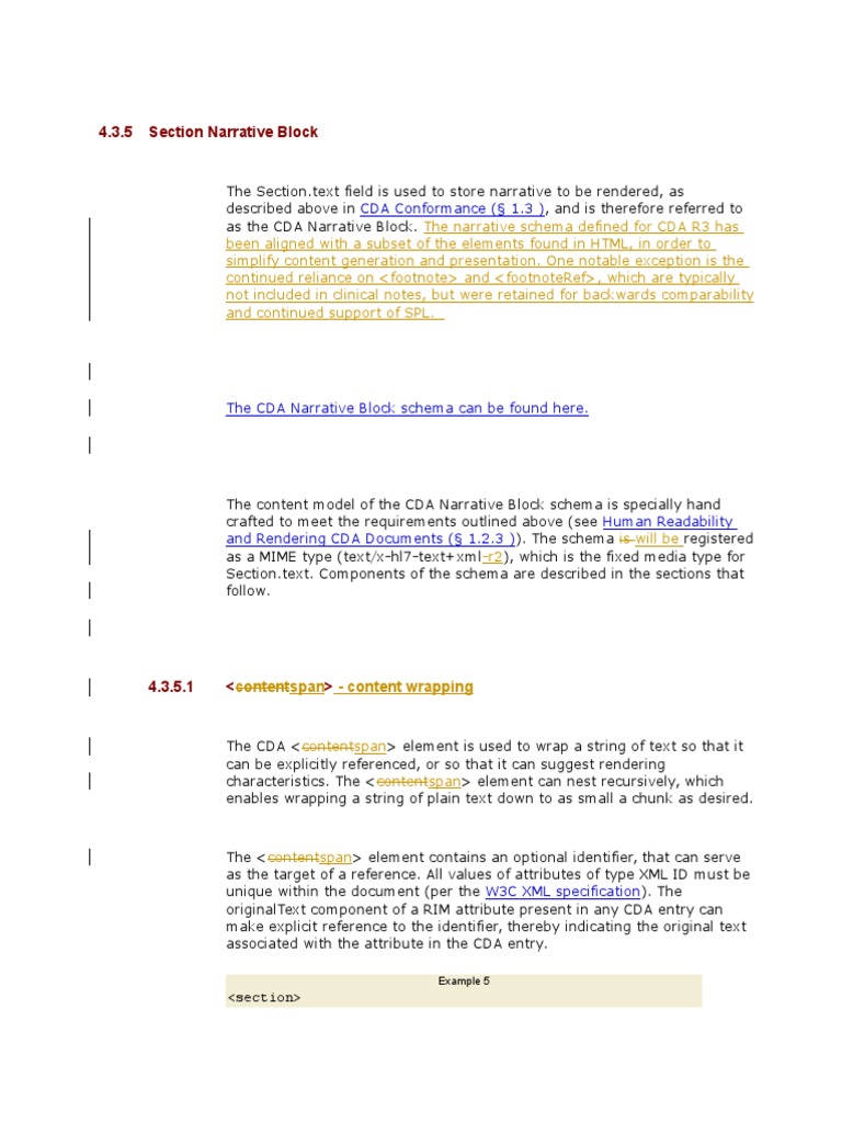 CDA R3 Narrative Block | PDF | Html Element | Xml Schema