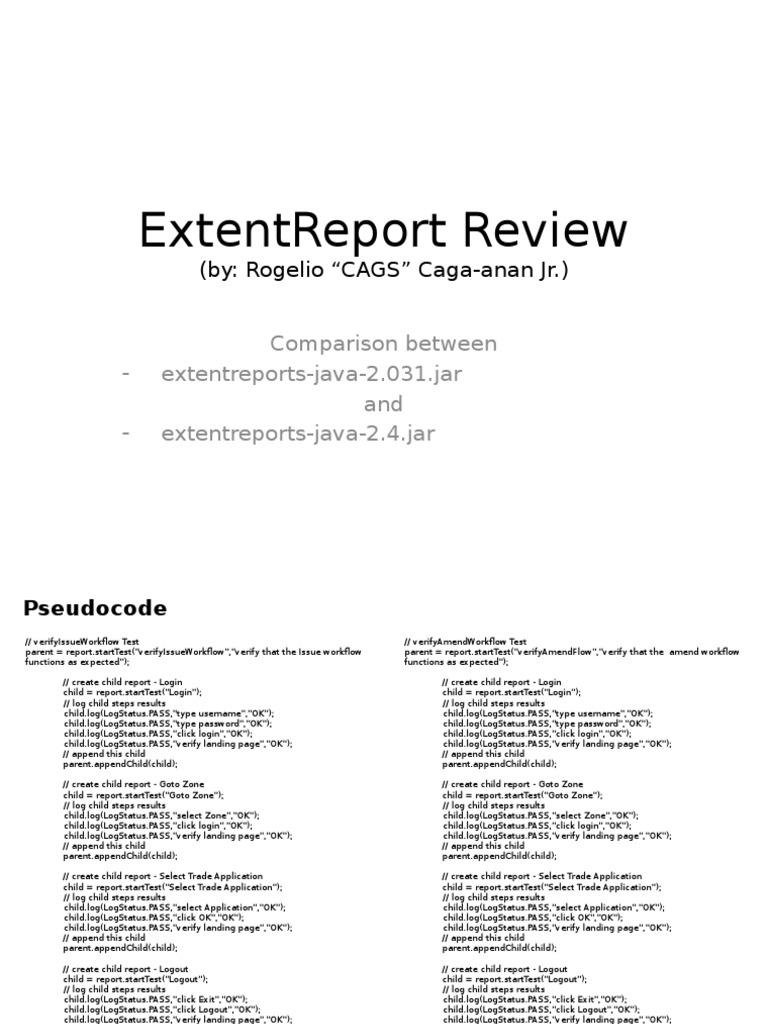 Extentreport Review: (By: Rogelio "Cags" Caga-Anan JR.) | PDF ...