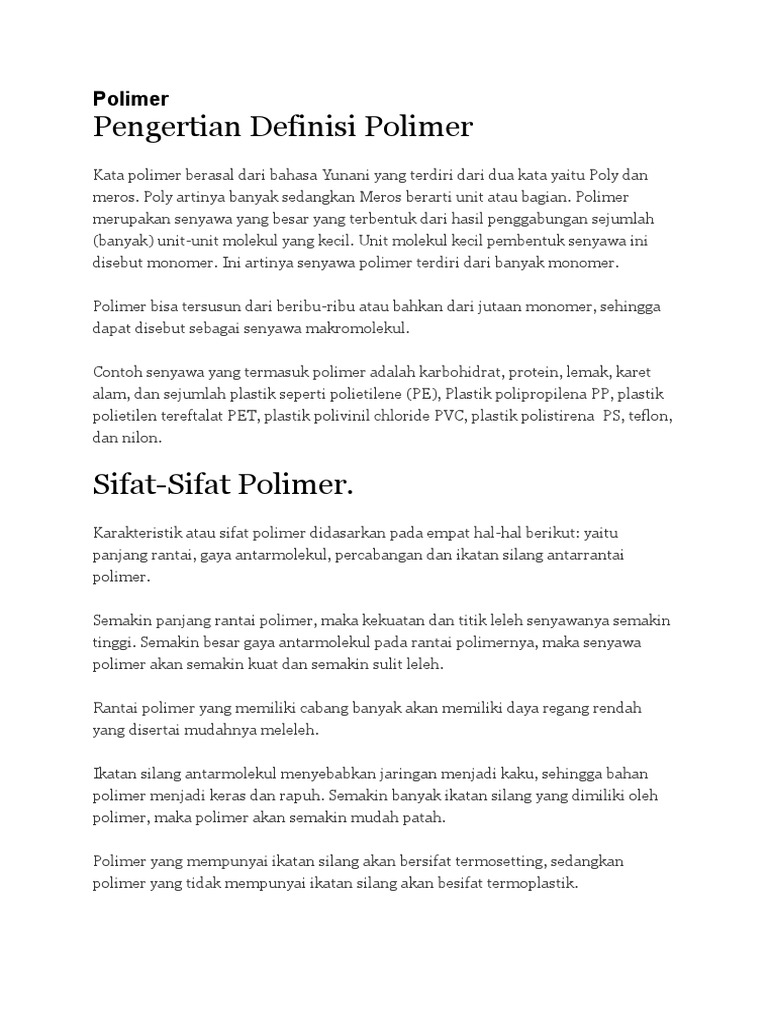 Materi Polimer | PDF