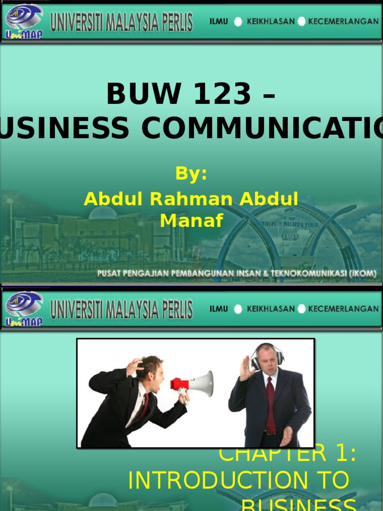 Chapter 1 - Introduction To Business Communication | PDF | Nonverbal ...