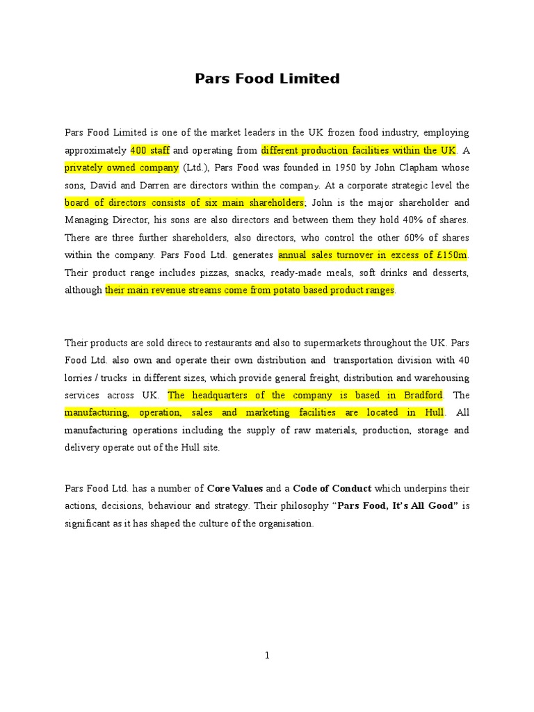 Pars Food | PDF | Strategic Management | Marketing