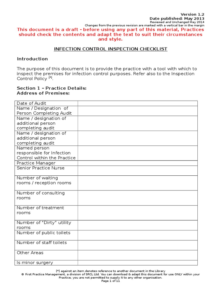 Infection Control Checklist | PDF | Hand Washing | Hygiene