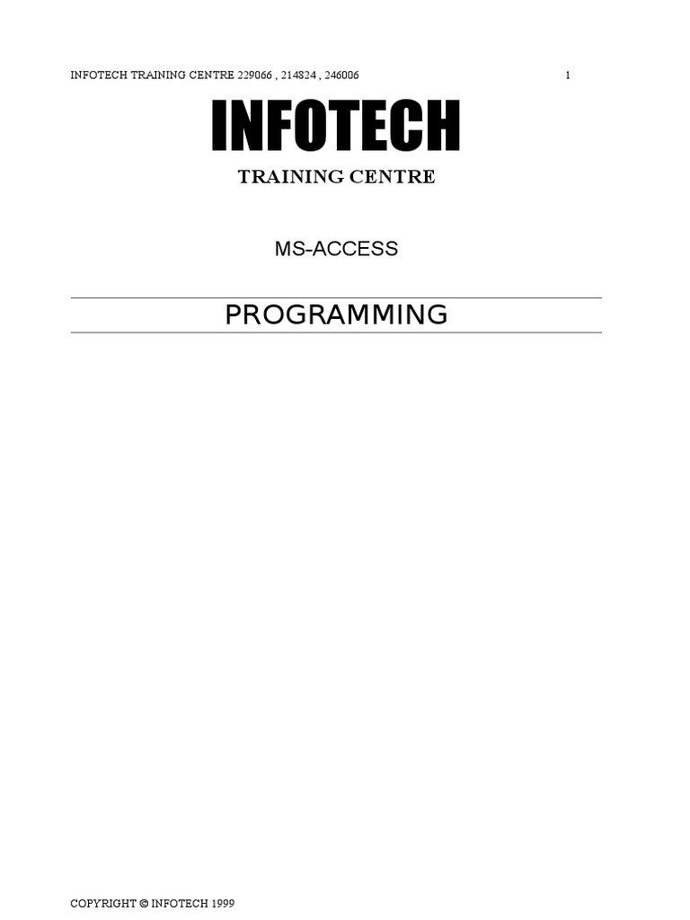 Access Programming | PDF | Microsoft Access | Menu (Computing)