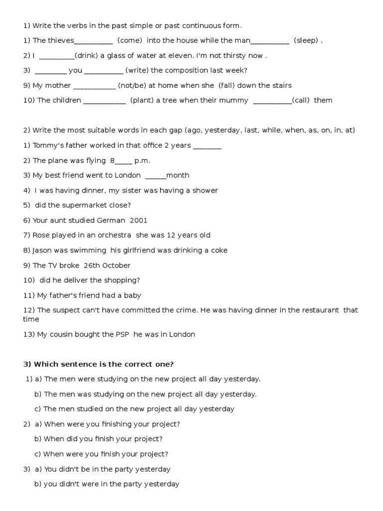 Past Tense Grammar Exercises | PDF