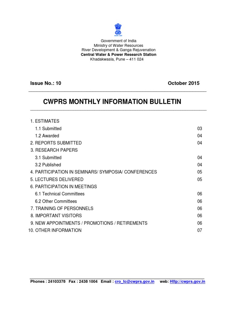 Cwprs Oct 2015 | PDF | Dam | Earth Sciences