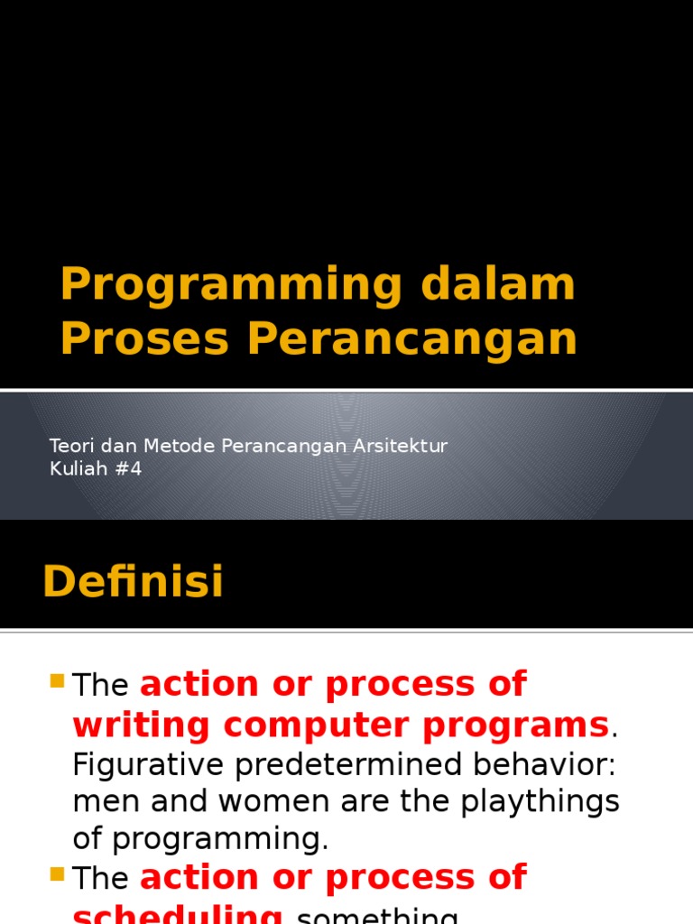 Programming Dalam Proses Perancangan: Teori Dan Metode Perancangan ...