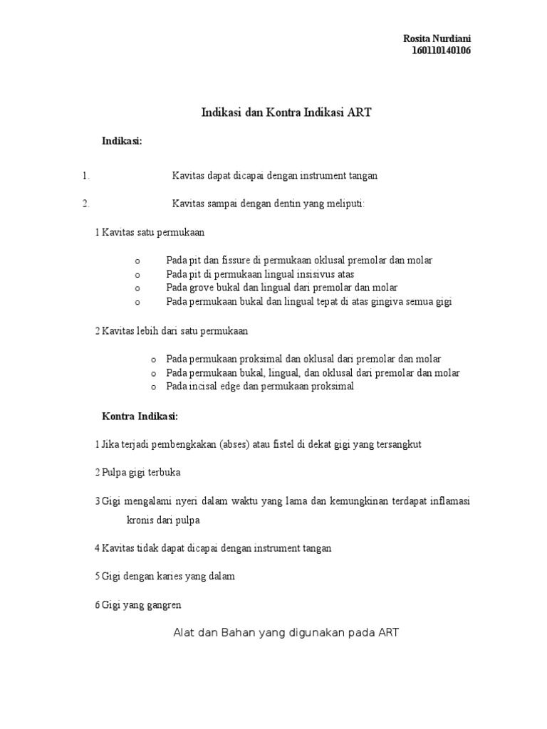 Indikasi Dan Kontra Indikasi ART | PDF