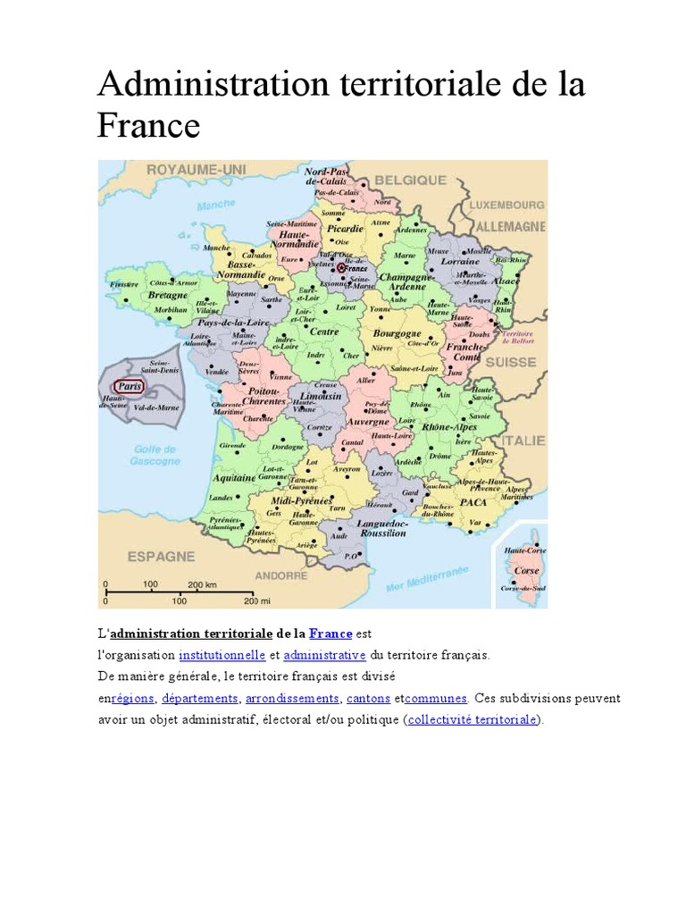 La Division Administrative de La France | PDF | Départements de France ...