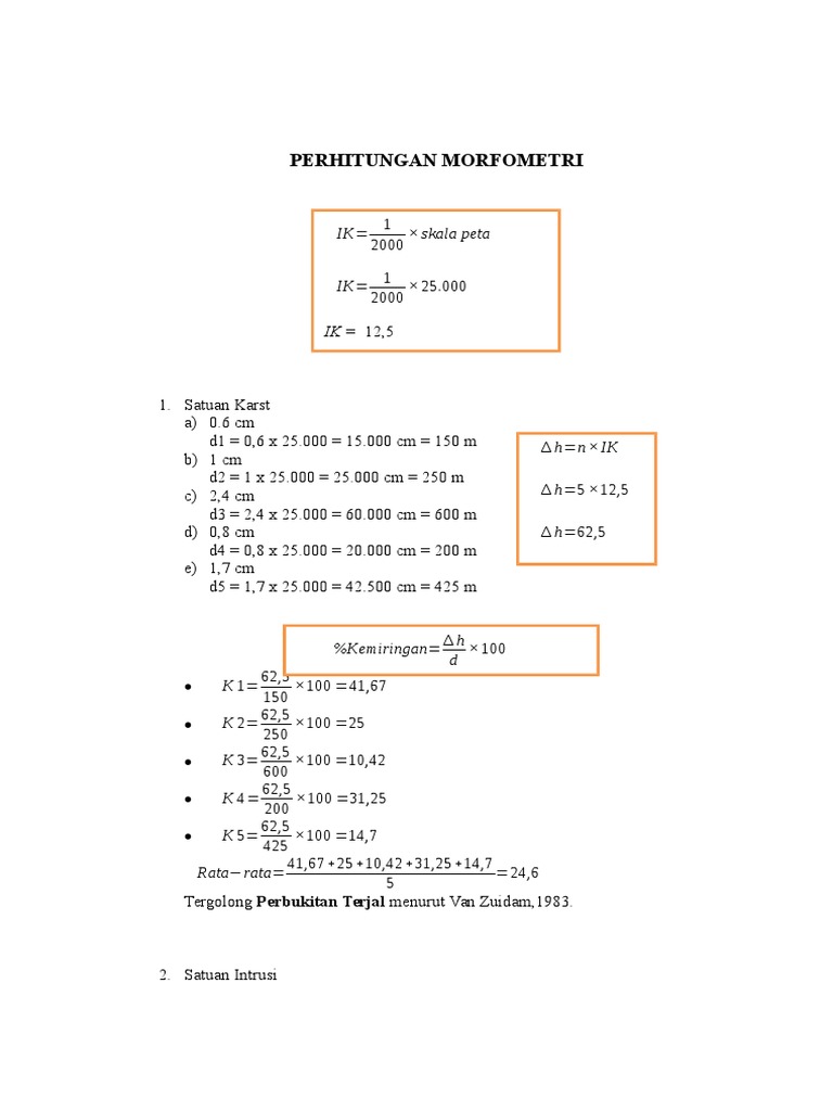 Perhitungan Morfometri: IK × Skala Peta | PDF | Chess Openings | Chess