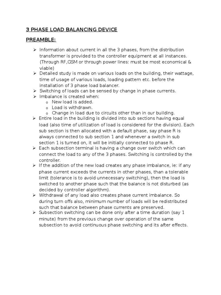 3 Phase Load Balancing Device | PDF