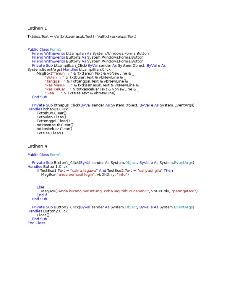 Visual Basic Form Examples and Exercises | PDF