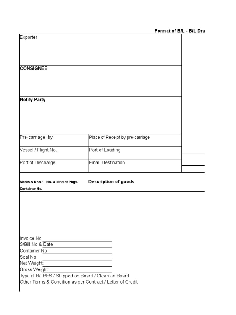 B/L Draft Format and Guidelines | PDF
