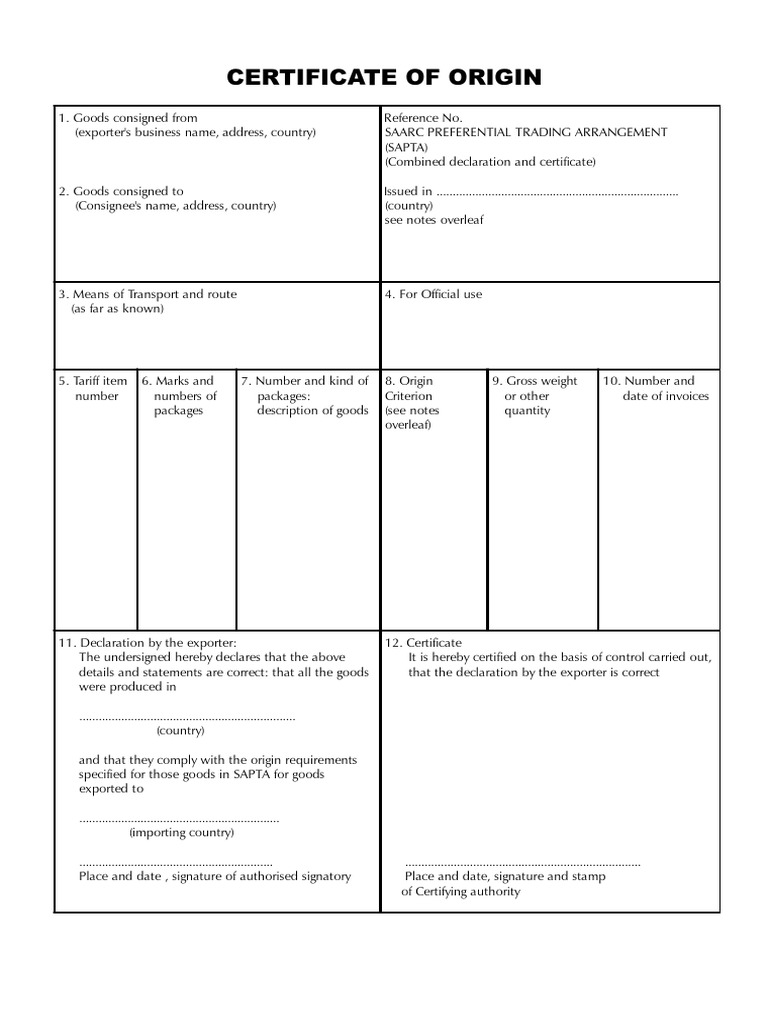 SAPTA Certificate | PDF | Government | Trade