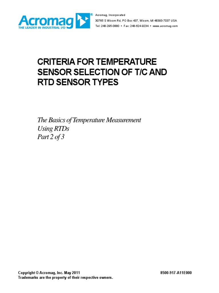 RTD Temperature Measurement | PDF | Thermocouple | Electrical Resistance And Conductance
