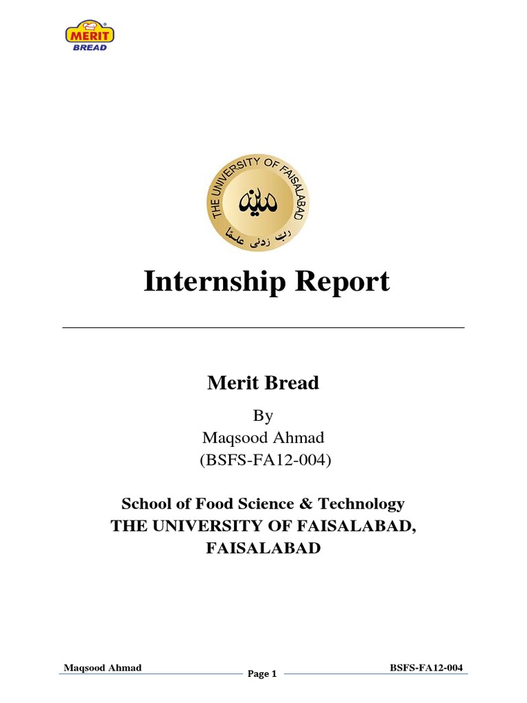 Internship Report | PDF | Flour | Breads