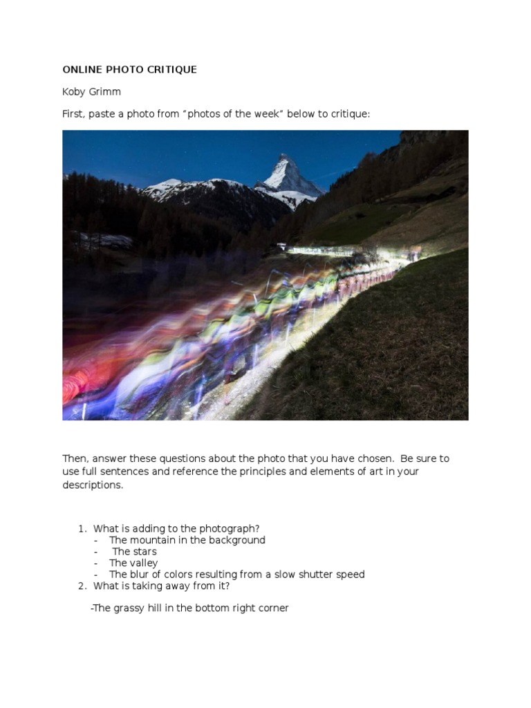 Photo Critique Guidelines and Analysis | PDF | Teaching Methods ...