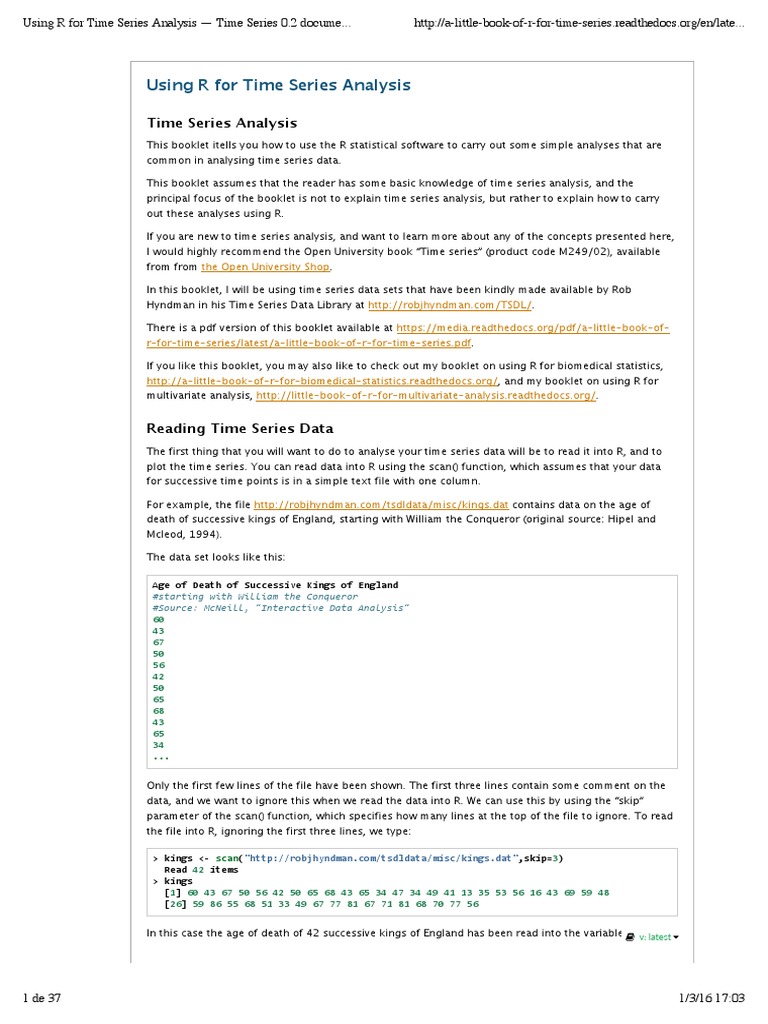 R for Time Series Analysis Guide | PDF | Autoregressive Integrated ...