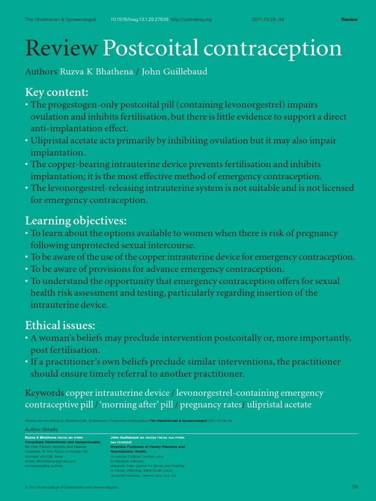 Review: Postcoital contraception