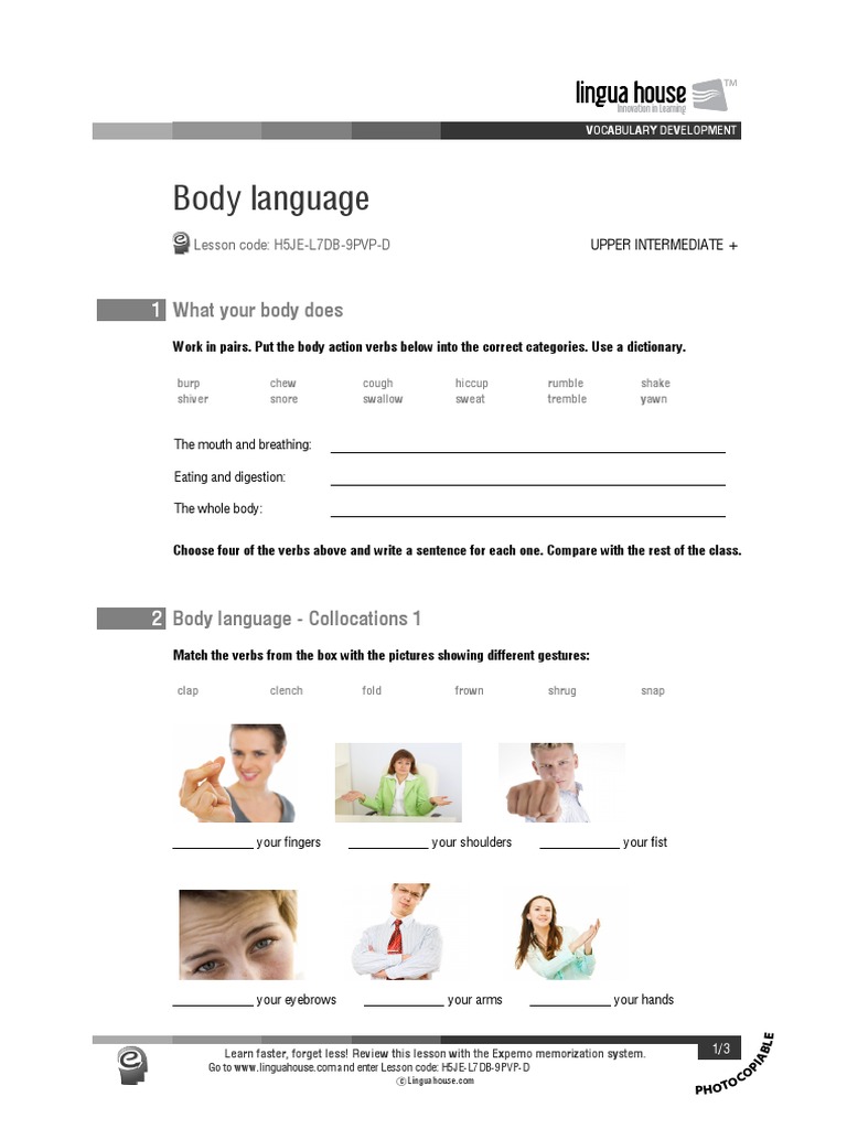 Body Language | PDF | Body Language | Vocabulary