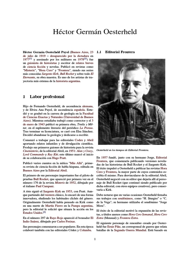 Héctor G. Oesterheld: Vida y Obra | PDF