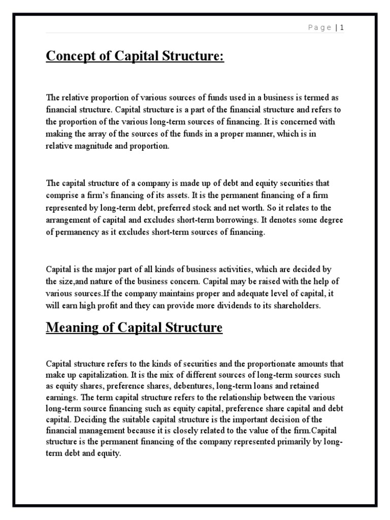 Concept of Capital Structure | PDF | Capital Structure | Financial Capital