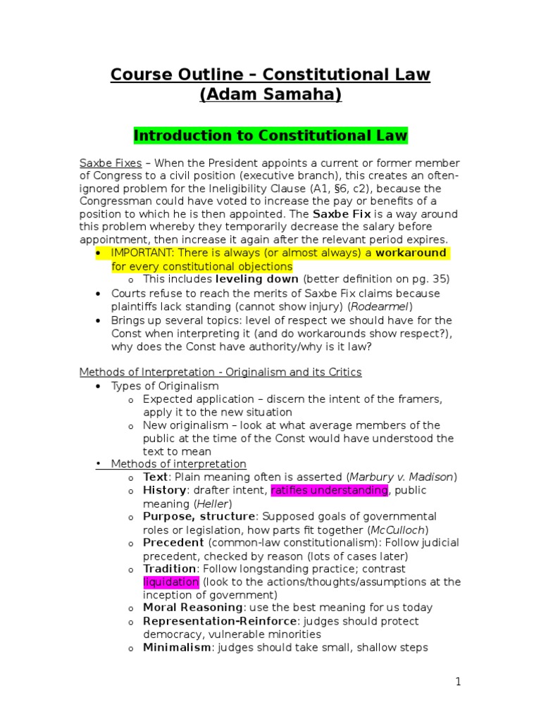 An Overview of Key Constitutional Law Concepts and Cases Regarding ...