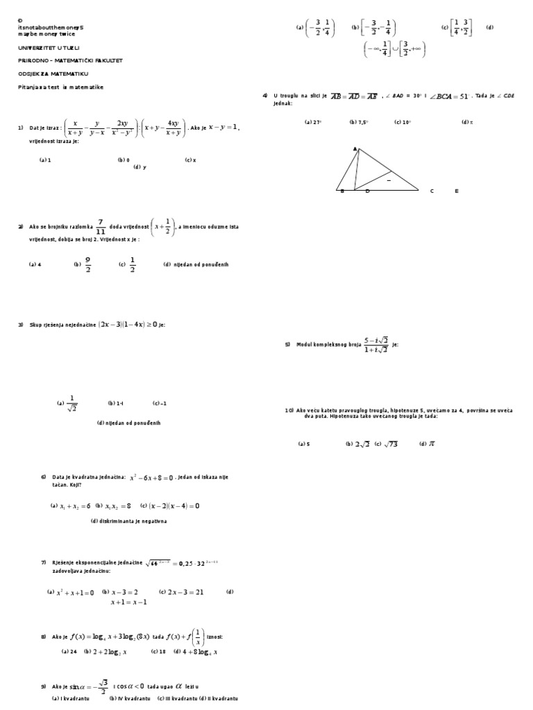 Test Matematika | PDF