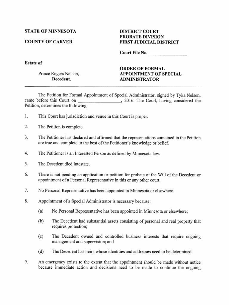 Tproposed Order or Document, Pt. 1 | PDF | Probate | Judiciaries