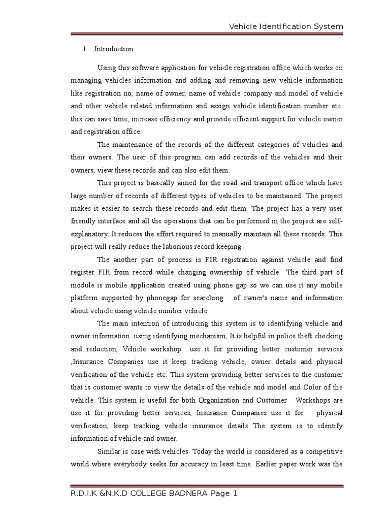 Full Report Vehicle Information System | PDF | C Sharp (Programming ...