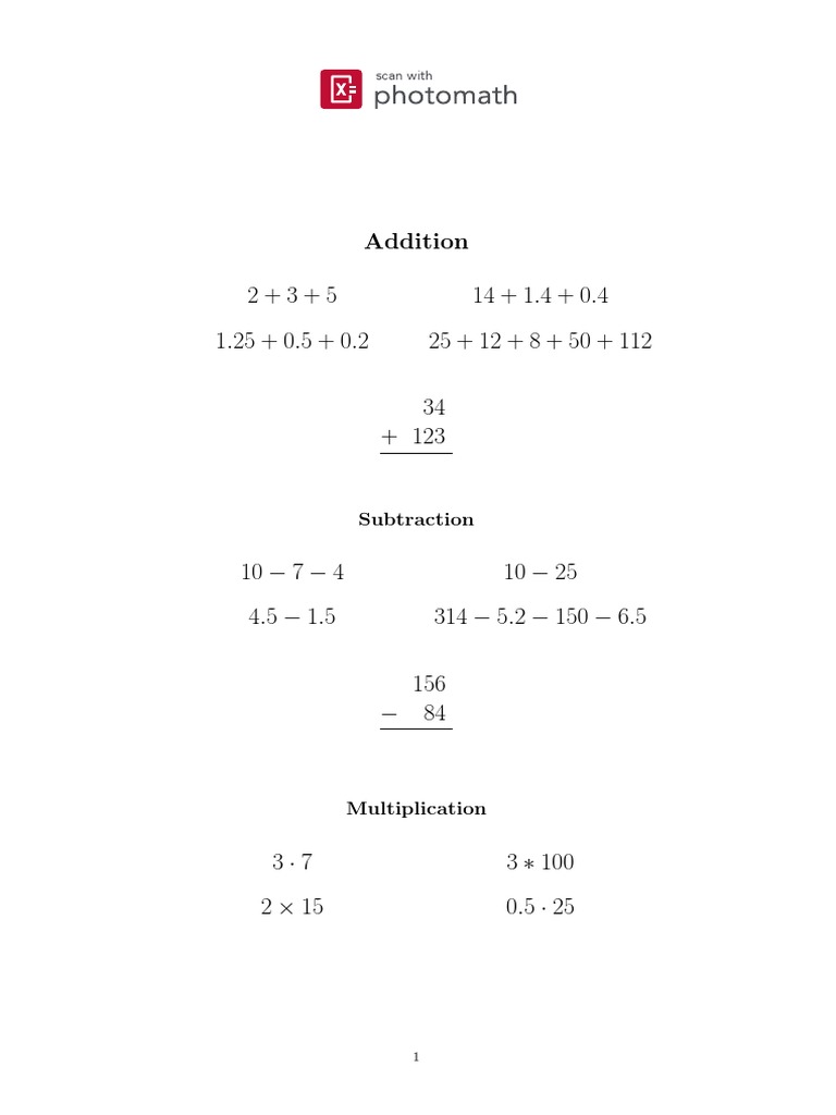 Photomath Examples | PDF