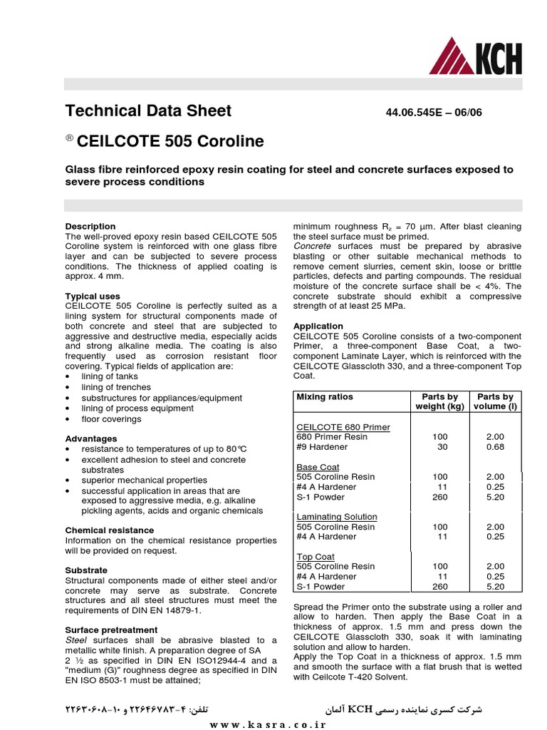 CEILCOTE 505 Coroline. | PDF | Fiberglass | Concrete