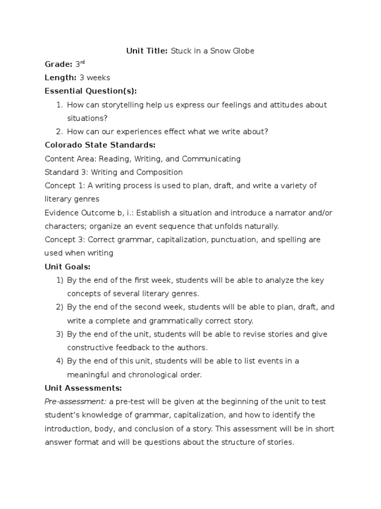 3rd Grade Storytelling Unit | PDF | Homework | Proofreading