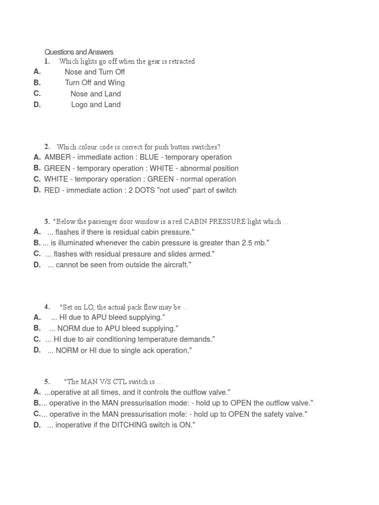 A320 Technical Questions and Answers | PDF | Aviation | Aerospace ...