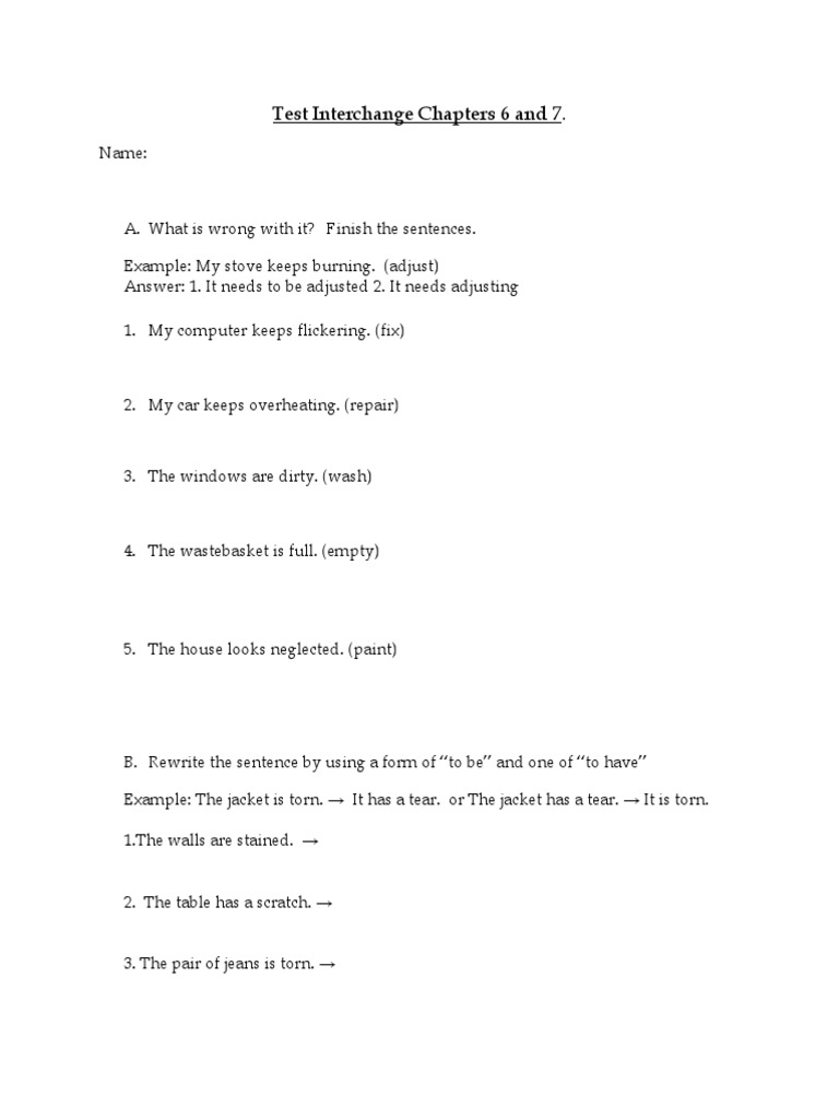 Test Interchange VI + VII | PDF | Language Arts & Discipline
