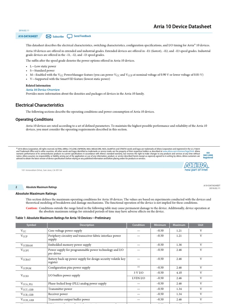 Arria 10 Altera | PDF | Power Supply | Calibration