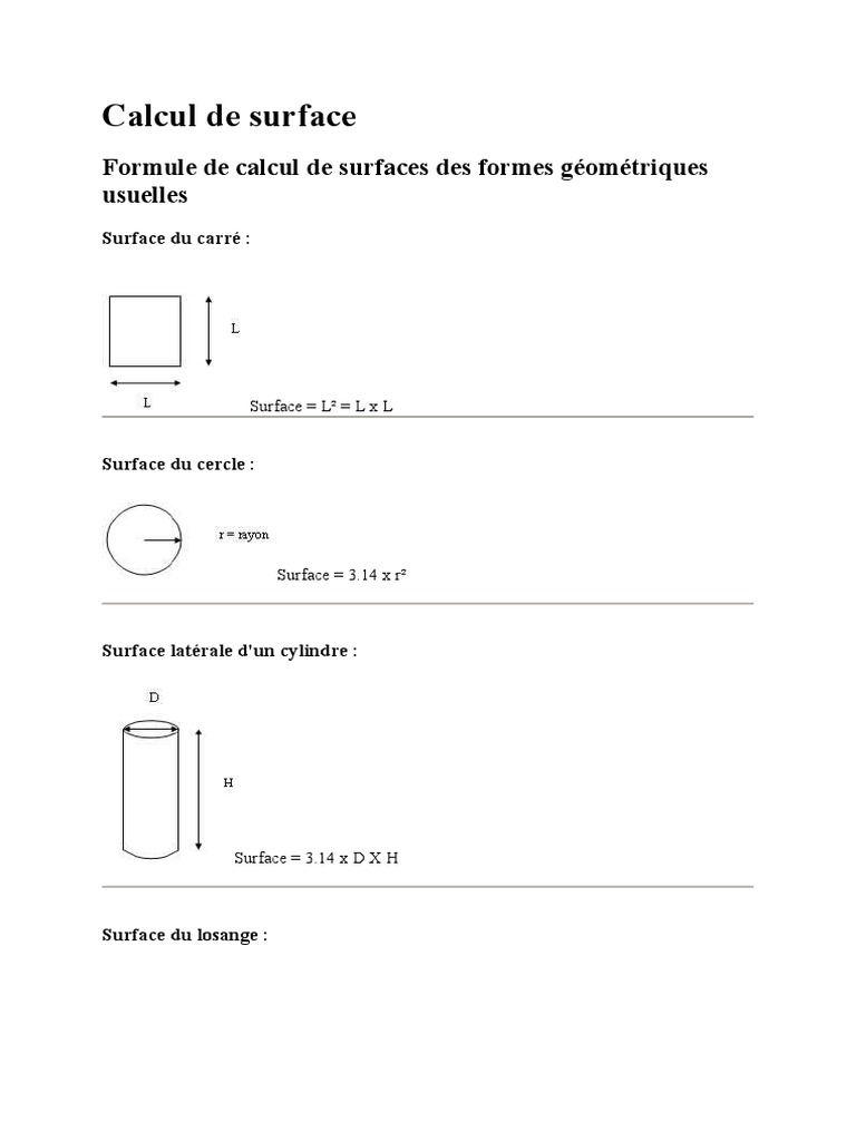 Formules de Surface Géométrique | PDF | Zone | Espace