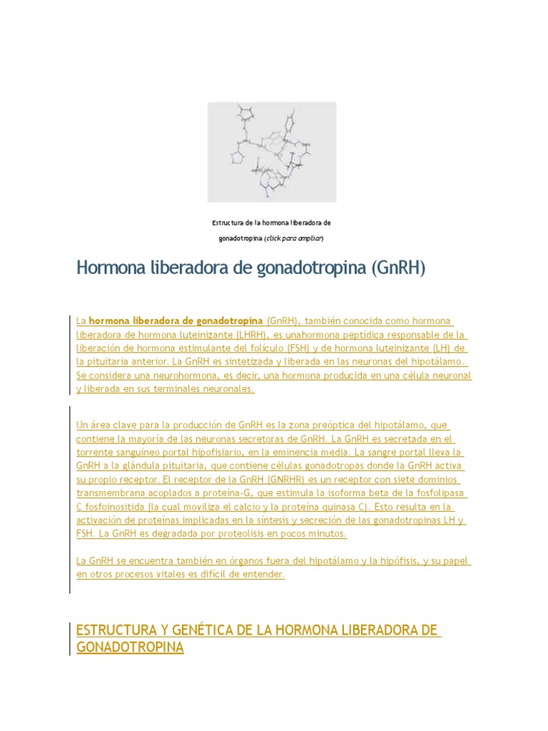 Funciones y usos de la GnRH | PDF | Hormona luteinizante | Gonadotropina